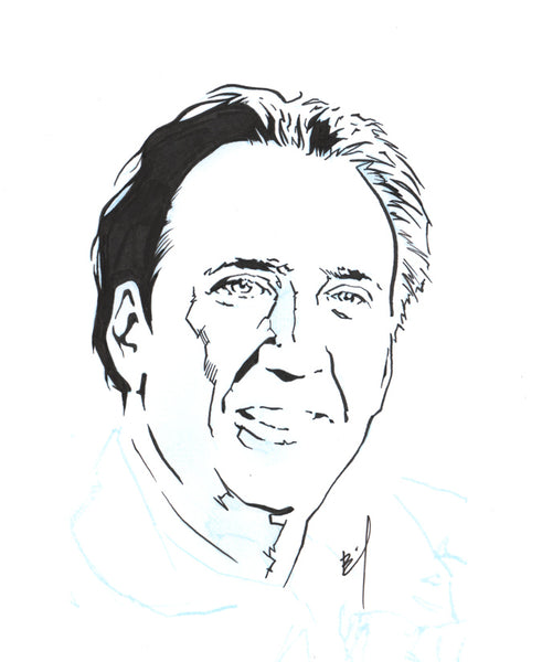 Drawing of Nicolas Cage smiling – Brandon Bird